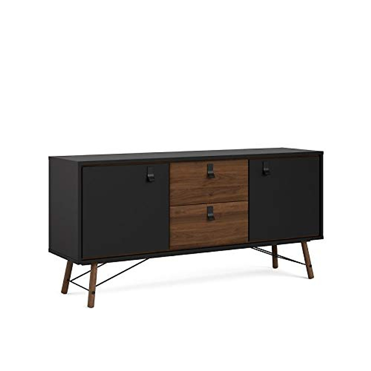 Tvilum Door, 2 Drawer Sideboard, Black Matte/Walnut