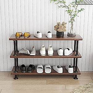 MUZIK 3-Tier Industrial Pipe Table Leg Set, Iron Pipes Base Legs Rustic Iron Pipe Shelves for Shoe Rack, Kitchen Rack, Storage Organiser, Bookcase, Wood Planks NOT Included