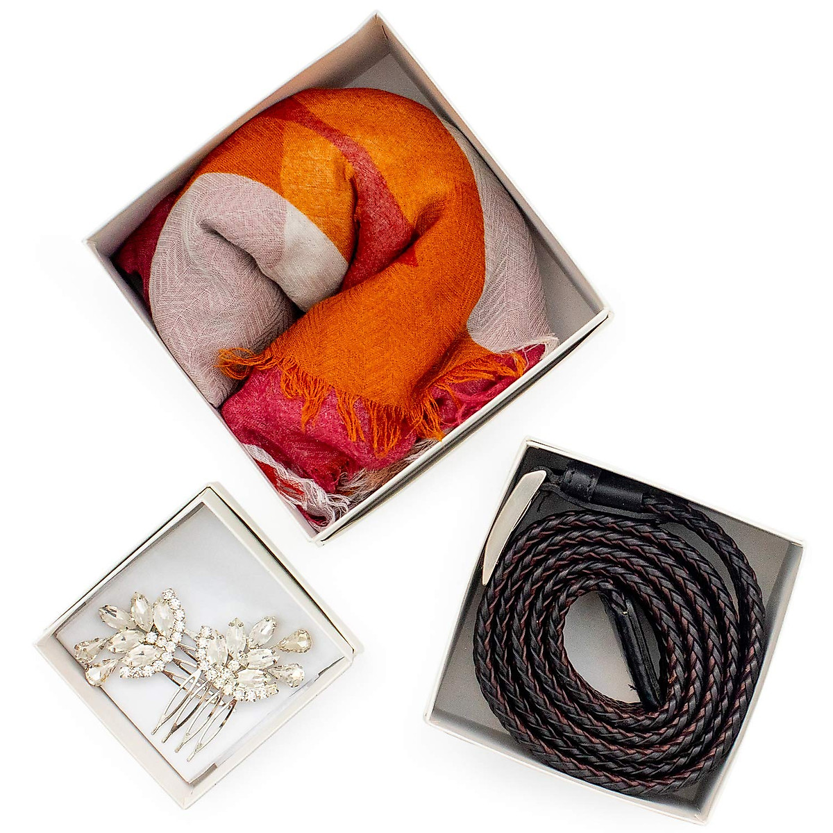 Made in USA Recycled Paper Kraft Boxes – 6.25”, 7.25” & 8.25” – Nested Squared Boxes with Lids (Large Set of 3 - Wild Cherry Red)