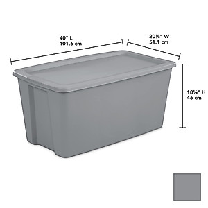 OOTUS 50 Gallon Tote Box Plastic, Titanium, Set of 4