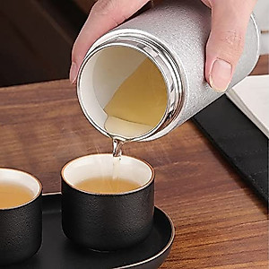MMLLZEL Ceramic Liner Tea Thermos Bottle Separated Cup Smart Temperature Display Separates and Water