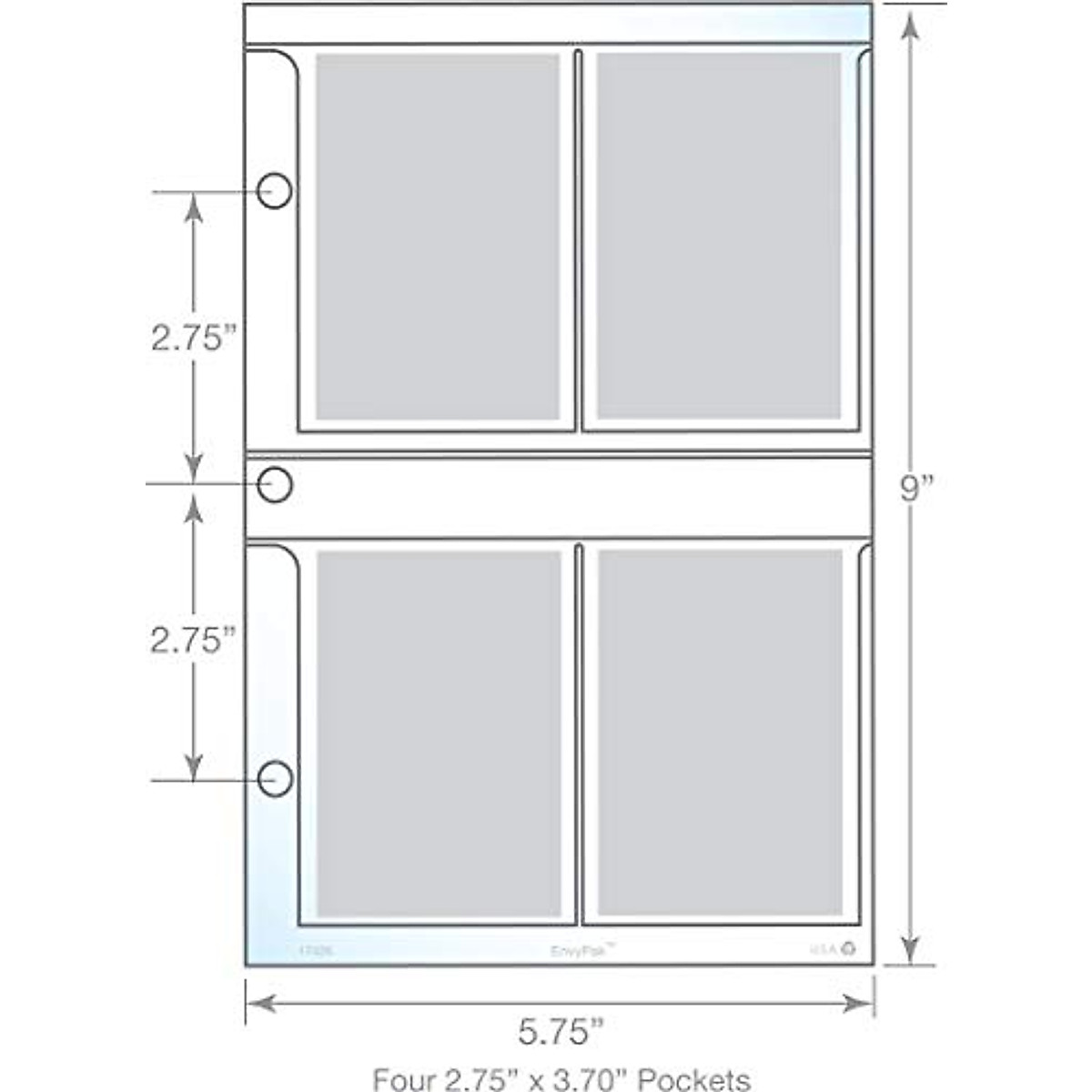 EnvyPak Platinum Series 4 Pocket Trading Card Page for Mini Binders - Pack of 20 Pages