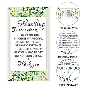 PLIGREAT 120 Pcs Clothing Washing Instructions Cards for Shirts, Tshirt Washing Instruction Care Cards, Customer Directions Card Thank You Cards Package Insert Card for Small Business Clothes Shop