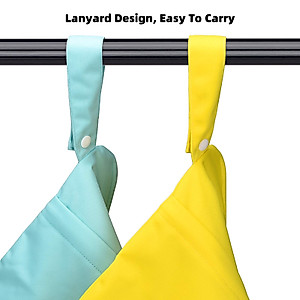 eaxin 2pcs Cloth Diaper Wet Dry Bags Waterproof Reusable with Two Zippered Pockets Stroller Travel Beach Pool Daycare Soiled Baby Items Yoga Gym Bag for Swimsuits or Wet Clothes-11 x 14"