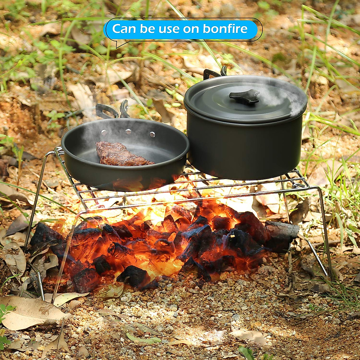 Camping Grill, Grills for Camping Folding & Lightweight Steel Mesh Barbecue Grill Tool, Portable Camping Grill for Outdoor Camping, Cooking, Hiking, Tailgating, Backpacking & Party