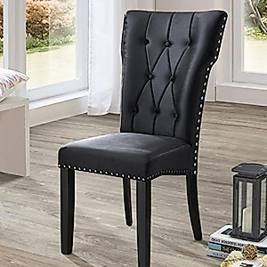 Better Home Products La Costa Velvet Tufted Dining Chair Set of 2 in Black