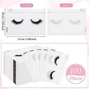 Noverlife 100PCS Eyelash Makeup Bags, Lash Bags for Clients, Waterproof Plastic Makeup Bags, Toiletry Makeup Pouch Cosmetic Lash Bags with Zipper, Eyelash Aftercare Bags Eyelash Cases Cosmetic Pouches