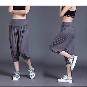 LKXHarleya Women Modal Harem Yoga Pants Loose Casual Fold Over Pilates Capri Pants Yoga Pants