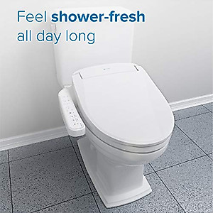 Brondell SE400-RW Swash SE400 Electric Bidet Toilet Heated Seat, Oscillating Stainless Steel Nozzle, Warm Air Dryer, Night Light, Gentle Close Lid, White Side Arm Control, Round