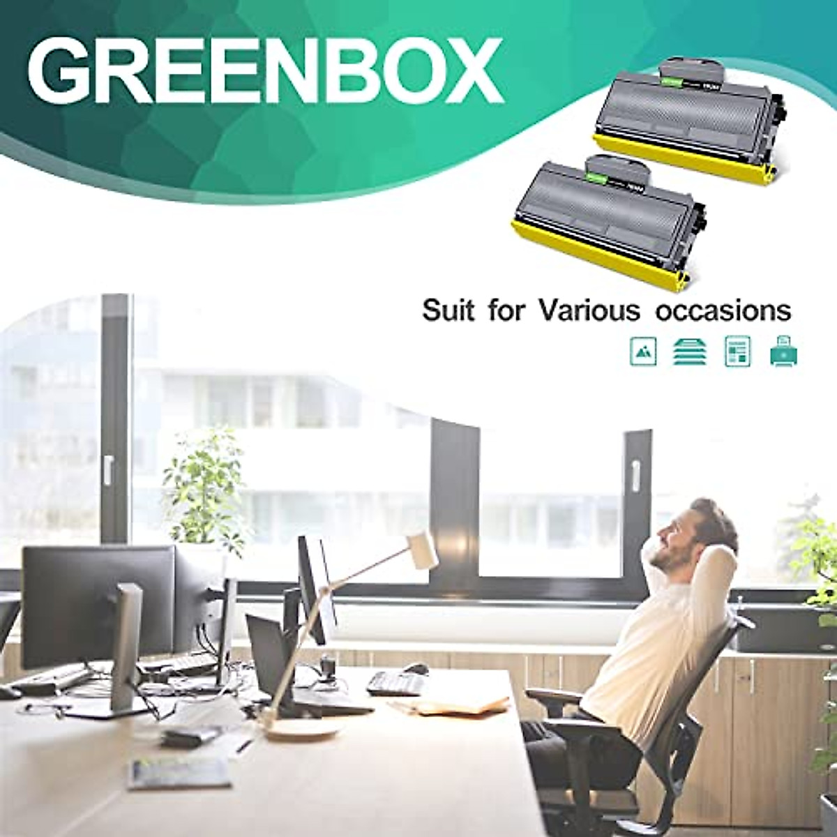 GREENBOX Compatible Toner Cartridge Replacement for Brother TN330 TN360 TN-330 TN-360 for Brother DCP-7040 DCP-7030 MFC-7840W HL-2140 MFC-7340 MFC-7440N HL-2170W HL-2150N Printer (2 Black)