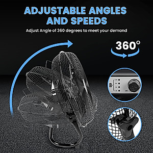 Simple Deluxe 12 Inch Battery Operated Floor Fan, Rechargeable Powered High Velocity Fan with Metal Blade, Portable Cordless Floor Fan for Outdoor, Camping, Travel