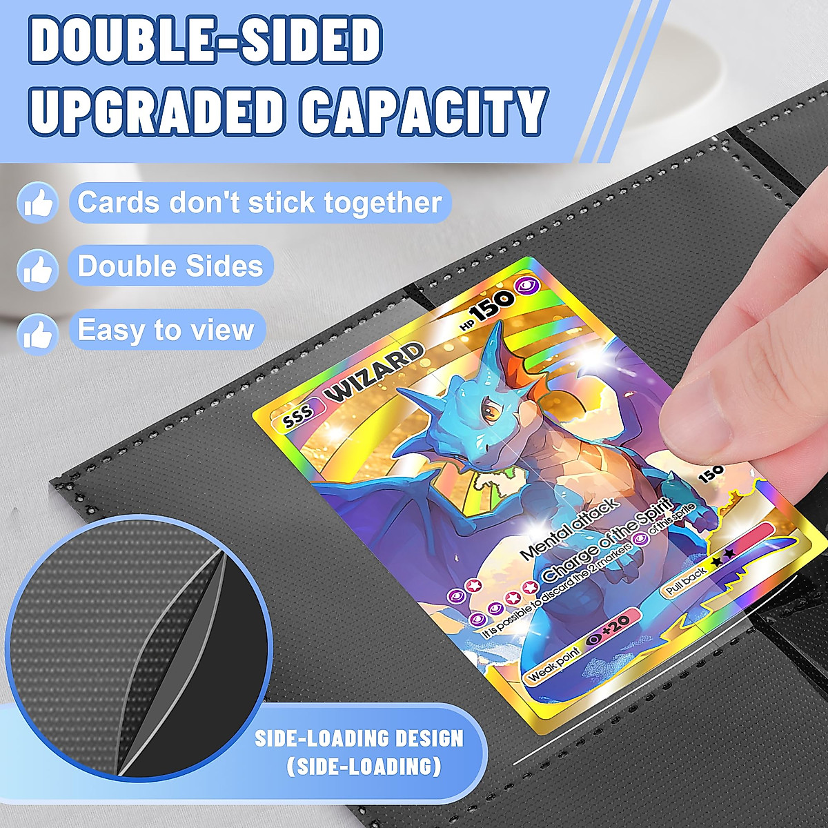 900 Pockets Trading Card Binder Sleeves, Baseball Card Sleeves Fit for Standard Size Sport Cards, Baseball Card Holder for 3 Ring Binder