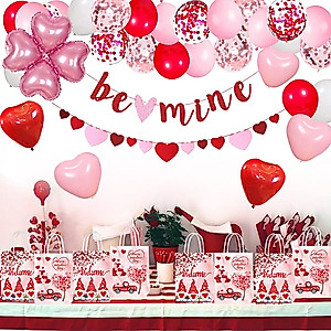Valentines Day Gnomes Paper Bags  12 Pack Valentine Day Gnomes Gift Bags for Kids Party Valentine Paper Goodie Bags Valentine Cookie Candy Bags with Handles for Valentine Party Decoration Supplies