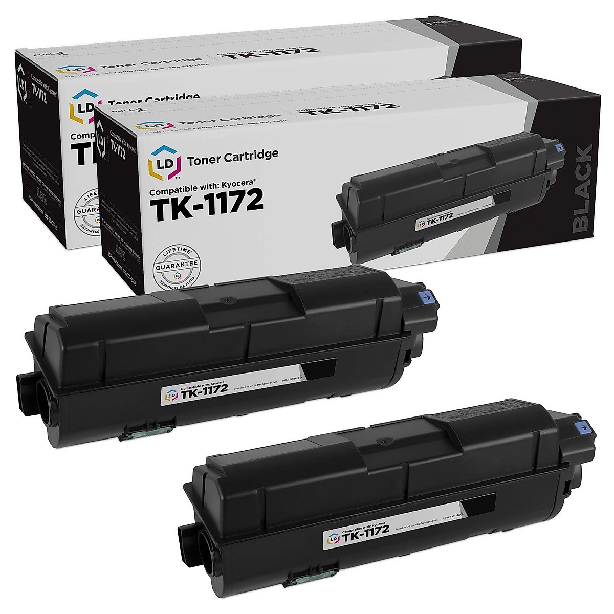 LD Compatible Toner Cartridge Replacement for Kyocera TK-1172 (2 Pack - Black) for use in Kyocera M2040dn, M2540d, M2540dw and M2640idw
