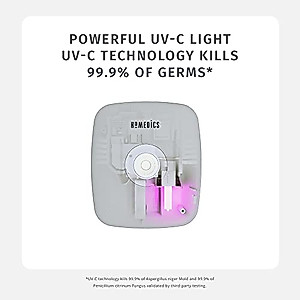 Homedics TotalClean Personal UV-C Light Plug-In Air Sanitizer – Small Air Purifier for Bedrooms and Bathrooms, Built-In Night-Light for Small Spaces, Auto-On Motion, White