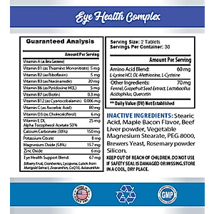 Canine Eye Care - Dogs Eye Health Formula - Advanced Eye Support Complex - VETS Recommended - Dog quercetin - 1 Bottle (60 Tablets)