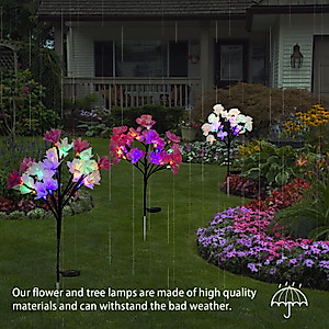 ELTUILMP Outdoor Solar Garden Lights, 2 Pack Solar Patio Lights with 42 Flower Lights Colors Changing LED Solar Powered Lights for Garden Patio Yard Pathway Decoration