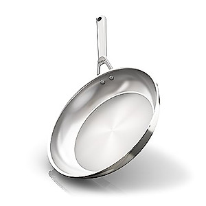 Ninja C90030 Everclad Commercial-Grade Stainless Steel 12" Fry Pan, Tri-Ply Pans, Oven Safe to 600°F, PFAS Safe, All Stovetops & Induction Compatible, Stainless