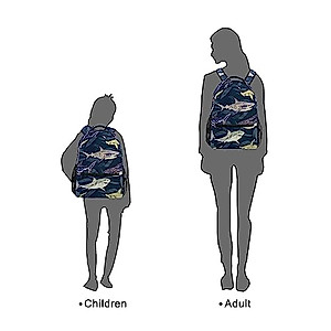 Oarencol Sharks Dark Blue Whale Hammerhead Watercolor Wave Animal Cartoon Fish Backpacks Bookbags Daypack Travel School College Bag for Womens Girls Mens Boys Teens