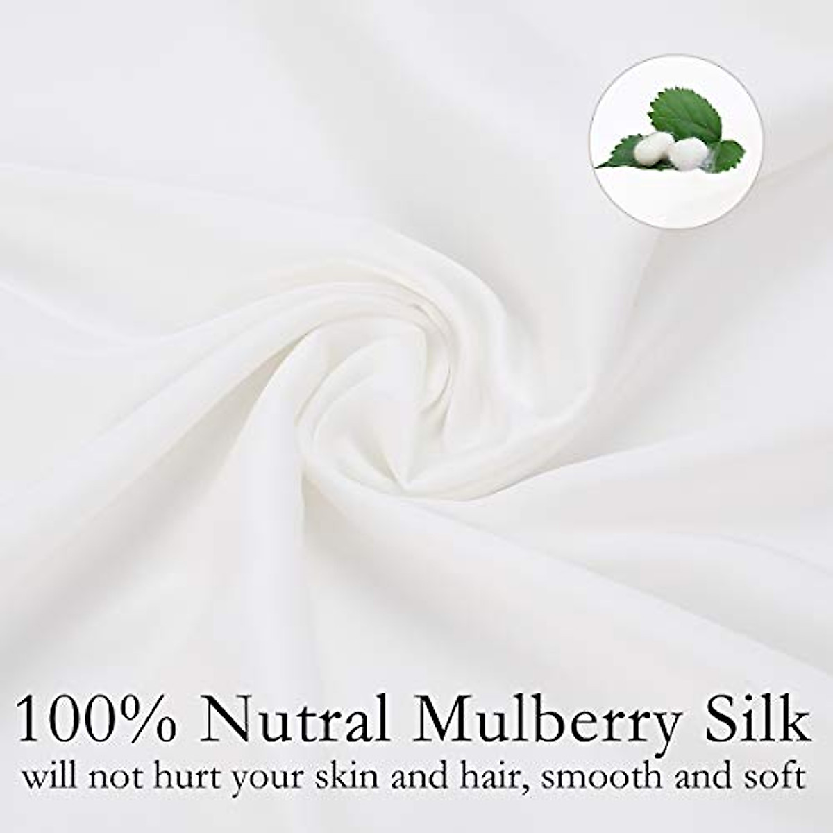 JOGJUE Silk Pillowcase for Hair and Skin 2 Pack 100% Mulberry Silk Bed Pillowcase Hypoallergenic Soft Breathable Both Sides Silk Pillow Case with Hidden Zipper, Standard Size Pillow Cases (White)