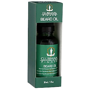 Clubman Pinaud Beard Oil, Balanced Moisture for Facial Hair and Skin, 1 oz