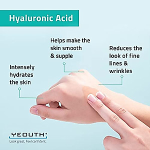 100% Pure Hyaluronic Acid Serum for Face, Hydrating Serum for Wrinkles, Dark Spots & Dull Skin, Anti Aging Serum & Facial Skin Care Products, Face Serum for Women & Men, Face Care by YEOUTH