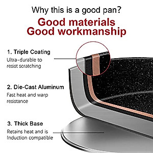 Caannasweis Nonstick Pan, Nonstick Stone Frying Pan, Best Nonstick Omelette Skillet Fry Pan with Soft Touch Handle, Induction Compatible (8+9.5+11 Inch Grey)