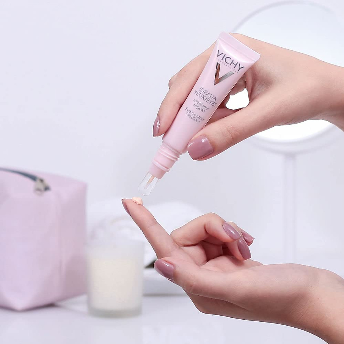 Vichy Idéalia Eye Cream with Caffeine & Vitamin C, Dark Circle Eye Serum Cream for Dark Circles & Fine Lines, Ophthalmologist Tested, 0.5 Fl Oz