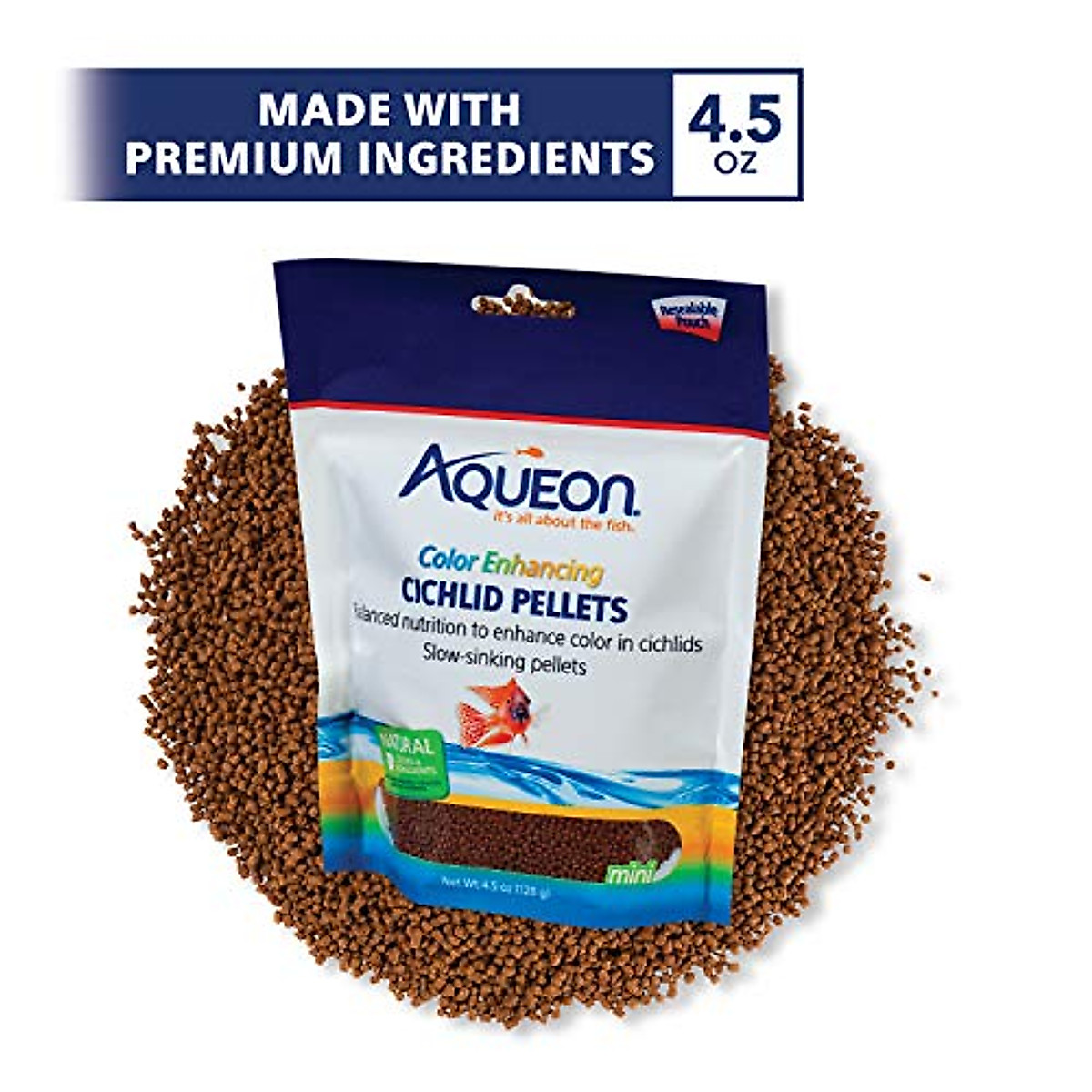 Aqueon Cichlid Food Color Enhancing 4.5 Ounces Color