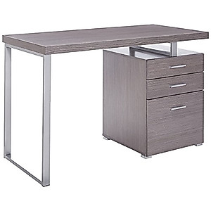 Monarch Specialties Left or Right Facing 47-Inch Modern Home Office Computer Study Writing Desk with Filing Drawer, 48"L, Grey & Silver
