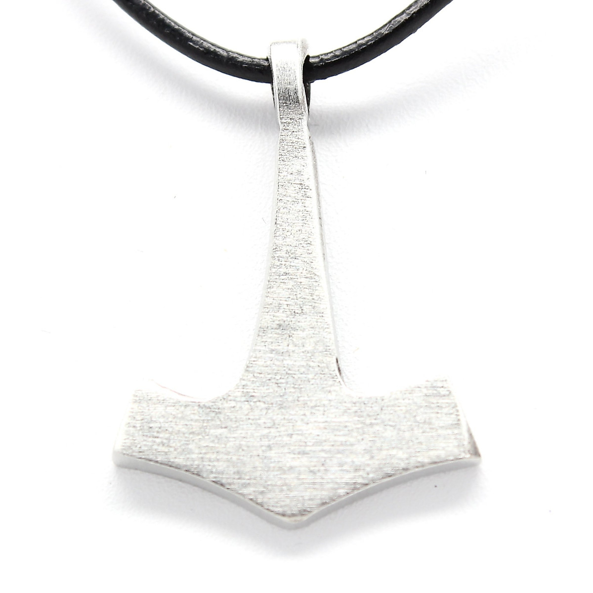 Pewter Thor's Hammer Runes Triquetra Mjolnir Pendant on Leather Necklace