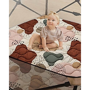 Blissful Diary Hexagon Playpen Mat,52x48 Thicken Soft Playpen Mat fits Regalo Portable Play Yard 48 Inch and Hiccapop 53" PlayPod Playpen,Washable Baby Play Mat for Infants Toddler Kids,Boho Design