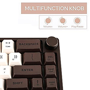 Feker IK65 VIA Programmable 2.4G/BT5.0/USB-C Mechanical Keyboard, 65% Hot Swappable Gasket-Mounted, with Sound Dampening Foams Kit, Volume-Control Knob, 4000mAh Battery, RGB for Win/Mac (Brown Knob)