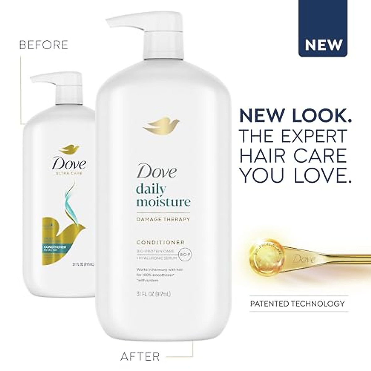 Dove Ultra Care Conditioner Daily Moisture Pack of 4 For Dry Hair Conditioner with Bio-Restore Complex 31 oz