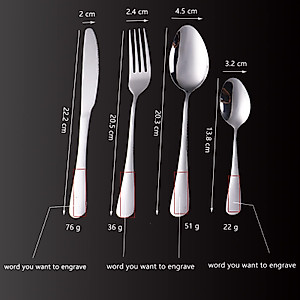 Custom Engraved Cutlery,Customized Tableware Set With Gift box, Personalized Lettering Name Fork/Knife/Spoon Stainless Steel Cutlery, Customized Gifts For Mama Nana Papa. (Silver)