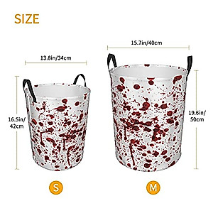 Laundry Basket,Splashes Of Blood Style Bloodstain Horror Scary Zombie Halloween Themed,Large Canvas Fabric Lightweight Storage Basket/Toy Organizer/Dirty Clothes Collapsible Waterproof For College Dorms-Large