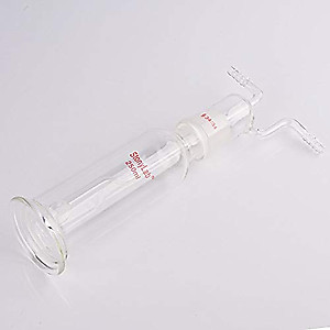stonylab Gas Washing Bottle, Borosilicate Glass 34/34 Stopper Gas Bubbler Gas Washing Bottle with Fritted Disc and 8 mm OD Inlet/Outlet Hoses, 250 ml