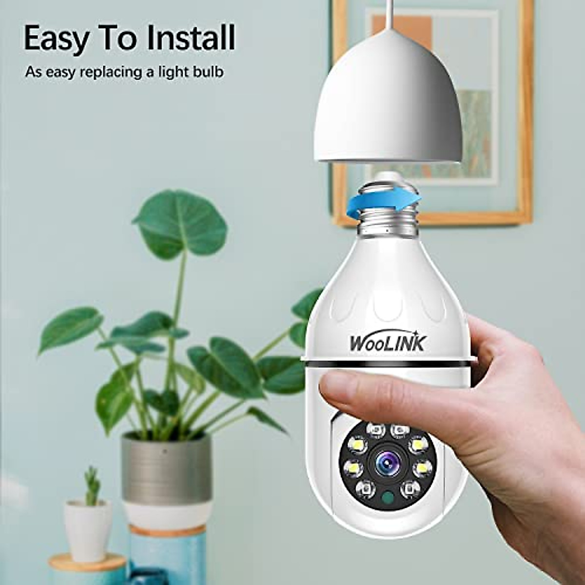 WOOLINK 3MP Light Bulb Security Camera - 2.4Ghz Wireless WiFi Light Bulb Camera, E26/E27 Light Socket Camera, Color Night Vision, Motion Detection, App Alarm Notification