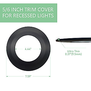 Soliseed Black Trim Ring for 5/6 Inch Recessed lighting,Can Lights Trim Cover, Outer Diameter 7.59 inches, Inner Diameter 4.44 inches,Thickness 0.37 inches, Durable Plastic Design, 4 Pack
