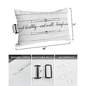 Recliner Head Pillow Ledge Loungers Chair Pillows with Insert Kitchen Quote Vintage White Wood Grain Lumbar Pillow with Adjustable Strap Outdoor Waterproof Patio Pillows for Beach Pool Chair, 2 PCS