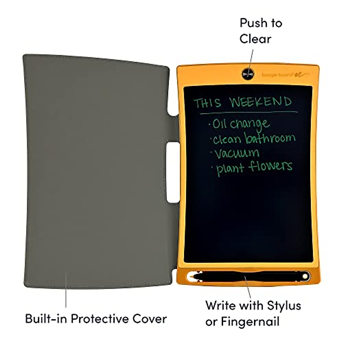 Boogie Board Jot Reusable Writing Tablet for Adults, 8.5" Digital Notebook with Instant Erase, Digital Notepad with Magnets, Note Taking Tablet for Work or School, Blue with Protective Folio