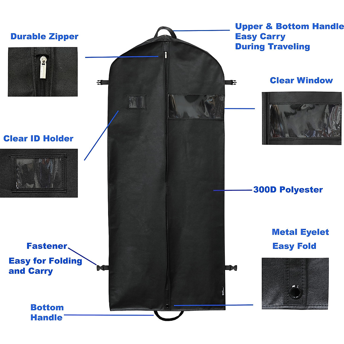 Simple Houseware 60-Inch Heavy Duty Garment Bag For Suits, Tuxedos, Dresses, Coats