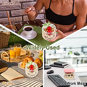 Hsei Overnight Oats Jars 10 oz Glass jar with Screw lid, Mason Oatmeal Jar Wide Mouth Airlight Jar Meal Prep Containers for Breakfast Yogurt Fruit Pudding (10)