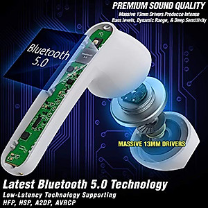 Senso PODS Wireless Earbuds with Touch Control - True Wireless Earbuds w/Mic USB-C Charging, Ear Buds Wireless Headphones with Bluetooth 5.0 Stereo Sound - Wireless Earphones w/35-40 Hrs Playtime