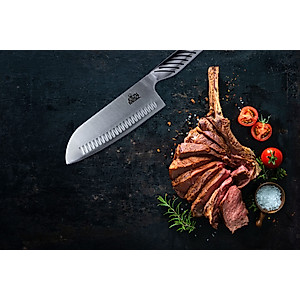 EaZy MealZ Super-Max Sharpness 2 Piece Knife Set | Stainless Steel | Non-Slip Comfort Grip | Professional Quality | All-Purpose | 7” Santoku & 4” Chef’s Knife