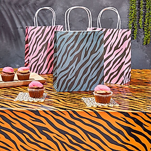 Tiger Print Tablecloths for Jungle Safari Birthday Party (54 x 108 in, 4 Pack)