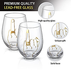 GEMTEND Engagement Gifts for Couples, Ring Finger Wine Glass, Bride and Groom Gifts, Funny Wedding Gifts for Couple, Just Married Gift, Mr and Mrs, Newlywed, Anniversary, Bridal Shower Gifts