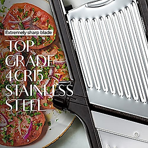 Gramercy Kitchen Co. Adjustable Stainless Steel Mandoline Food Slicer - Comes with One Pair Cut-Resistant Gloves || Vegetable Chopper Onion Slicer Potato Slicer Chip French Fry Julienne Slicer