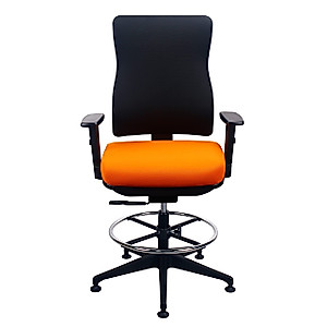 TEMPUR-PEDIC Cooling Technology Drafting Stool, Adjustable Height, Orange