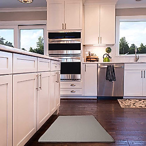 Kitchen Rugs Cushioned Anti Fatigue Mat, Memory Foam , Waterproof,Non-Slip,Heavy Duty PVC,Standing Kitchen Mat for Kitchen, Floor Home, Office, Sink,17.7"x28", Grey